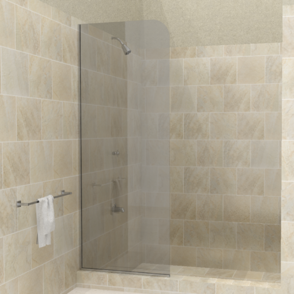 Glacier 10mm 6’ 6” Tall 2’ 6” Wide Clear Tempered Glass Panel w Rounded ...