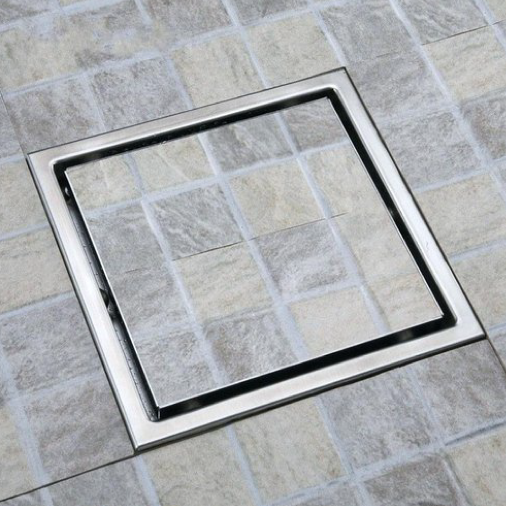 6 Inch Square Shower Floor Drain with Tile Insert Grate, 316 Stainless ...